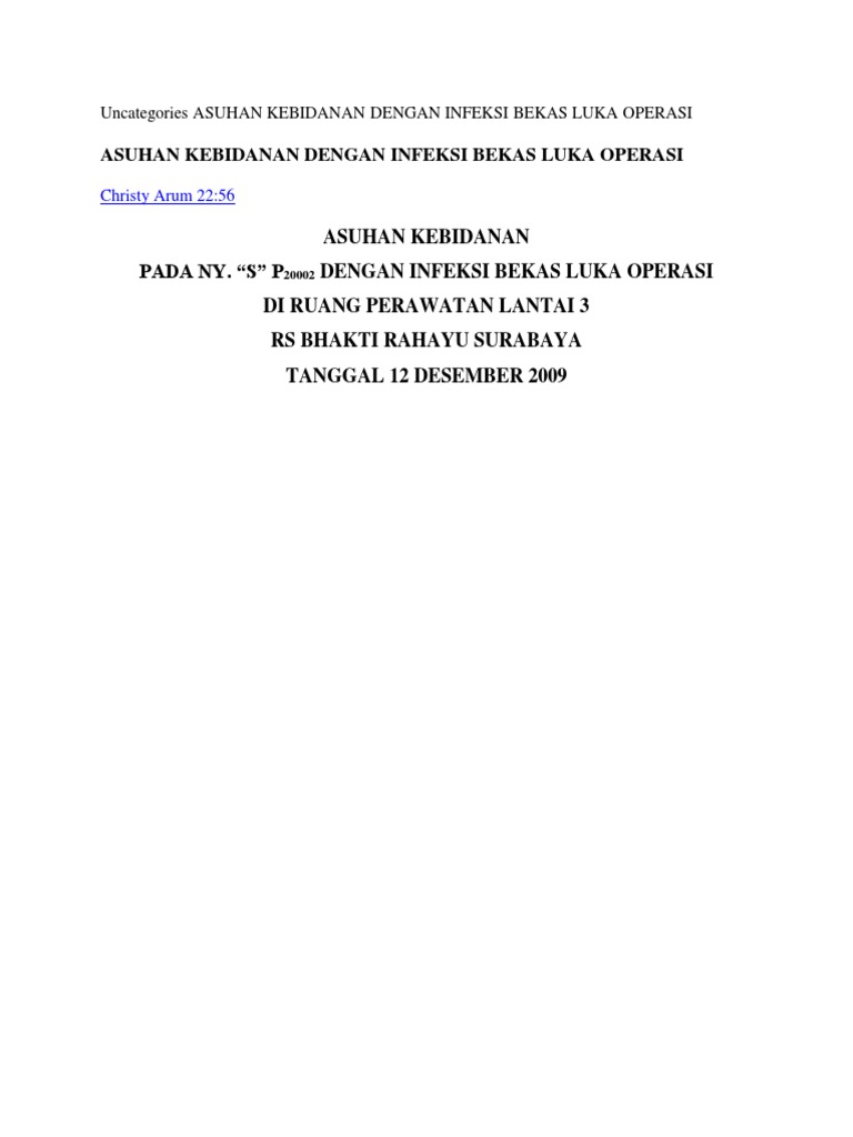 Asuhan Kebidanan: Infeksi Luka Operasi | PDF