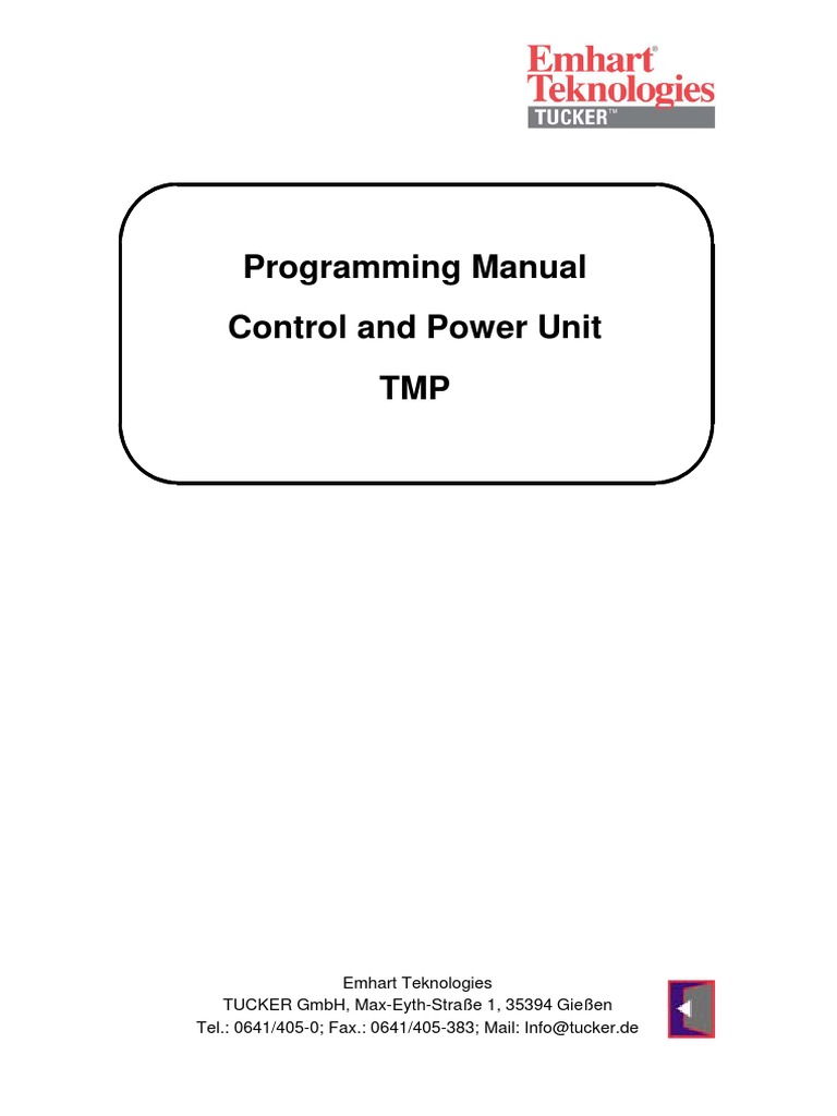 Emhart Teknologies TMP Programming Manual | PDF | Menu (Computing ...