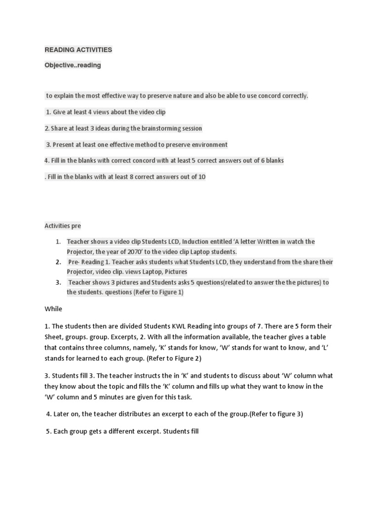 Reading Activities Objective..reading | PDF | Education Theory ...