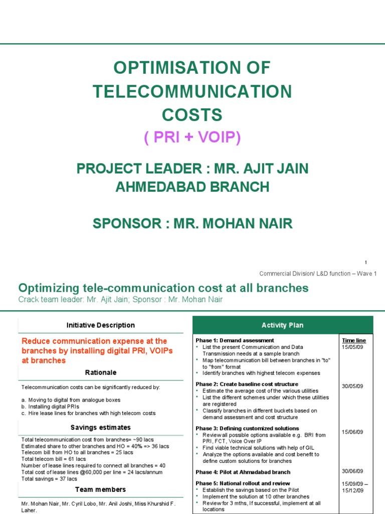 Optimisation of Telecommunication Costs: (Pri + Voip) | PDF | Voice ...