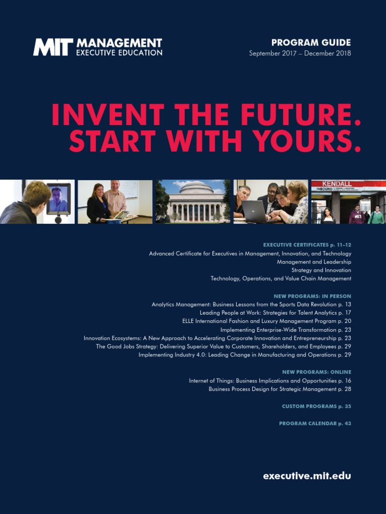 Mit Sloan Executive Education 2018 Program Guide | PDF | Strategic ...