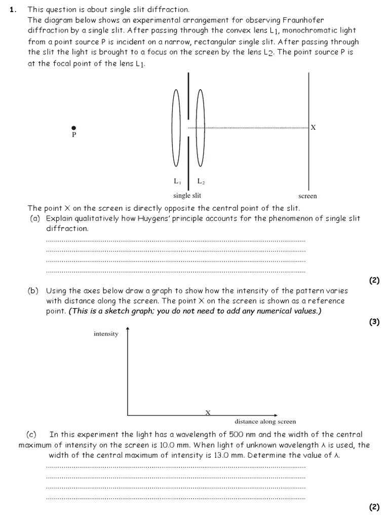 Single slit diffraction experiment | PDF | Angular Resolution | Diffraction