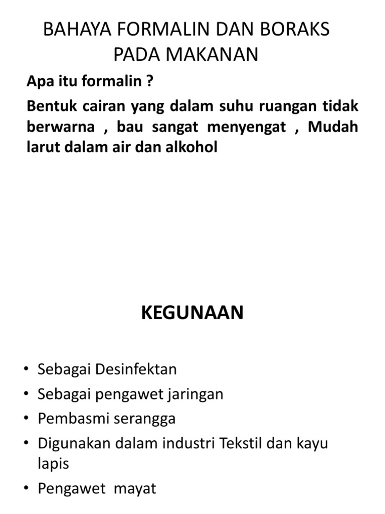 Bahaya Formalin Dan Boraks Pada Makanan | PDF