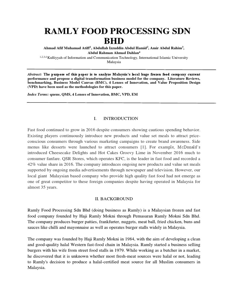 Ramly Food Processing Sdn. Bhd. | PDF | Fast Food | Fast Food Restaurants