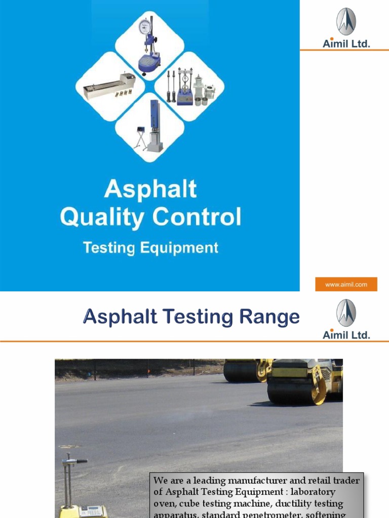 Introduction to Asphalt Testing Products manufactured by Aimil Ltd ...