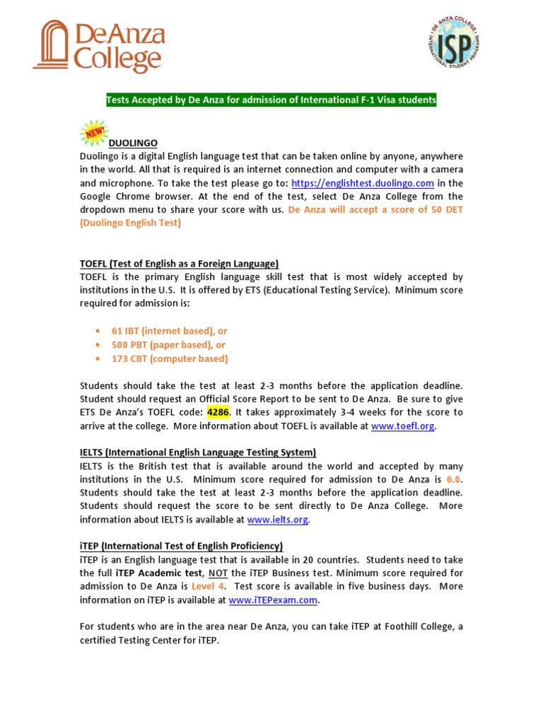 English Requirement | PDF | Test Of English As A Foreign Language ...