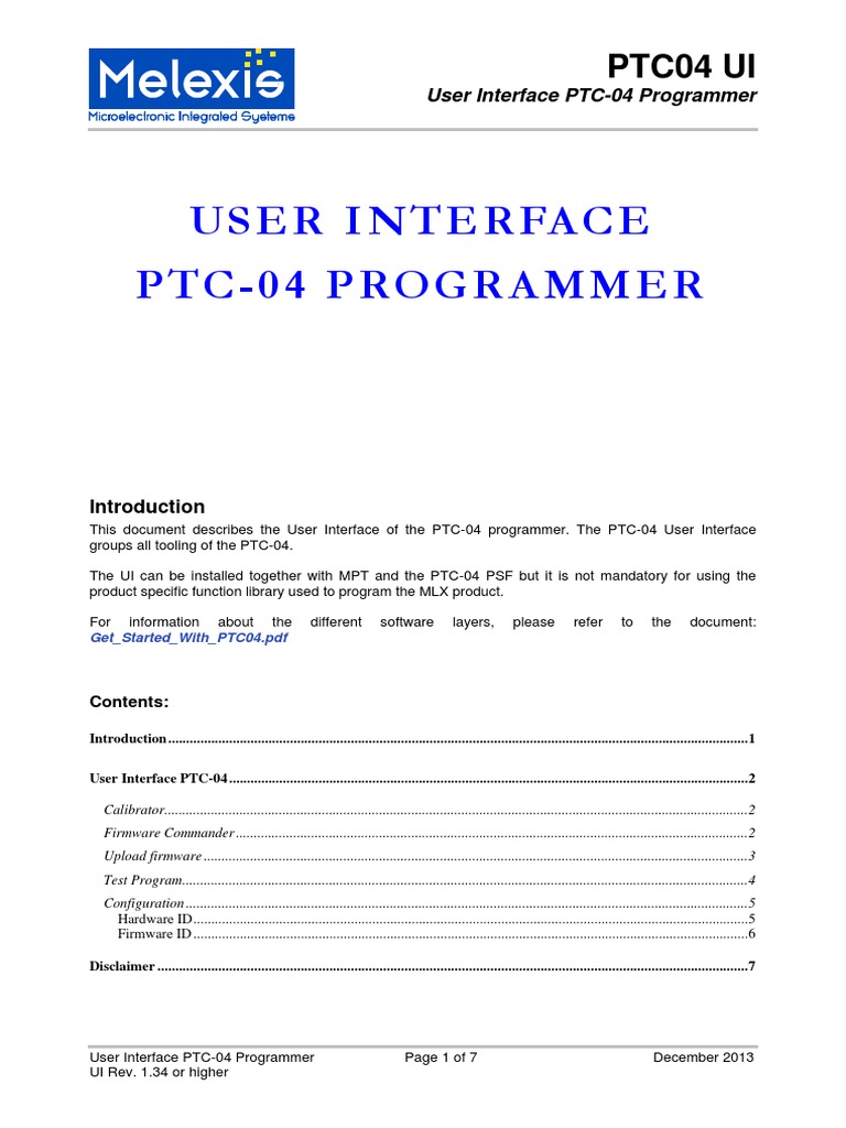 PTC04 User Interface Guide | PDF | User Interface | Programmer