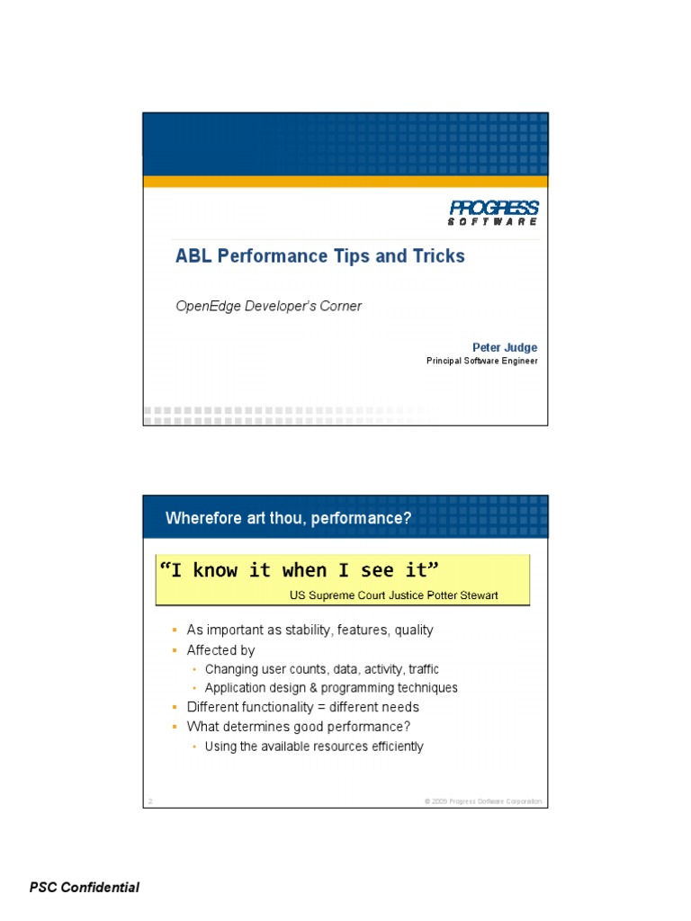 Performance Tips and Tricks With ABL | PDF | Program Optimization ...