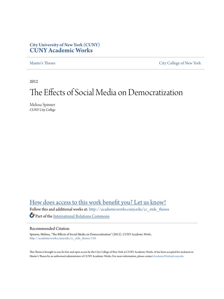 The Effects of Social Media On Democratization | PDF | Democracy ...