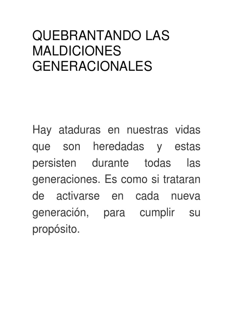 Quebrantando Maldiciones Generacionales | PDF | Jesús | Textos Religiosos