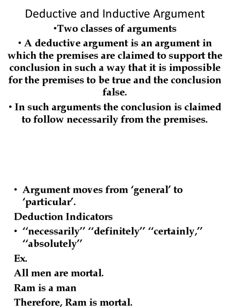 Deductive and Inductive Argument | PDF | Validity | Argument