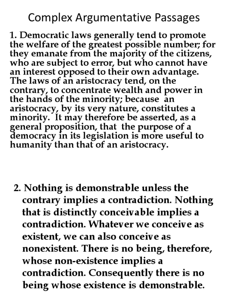 Complex Argumentative Passages Taxes Reason