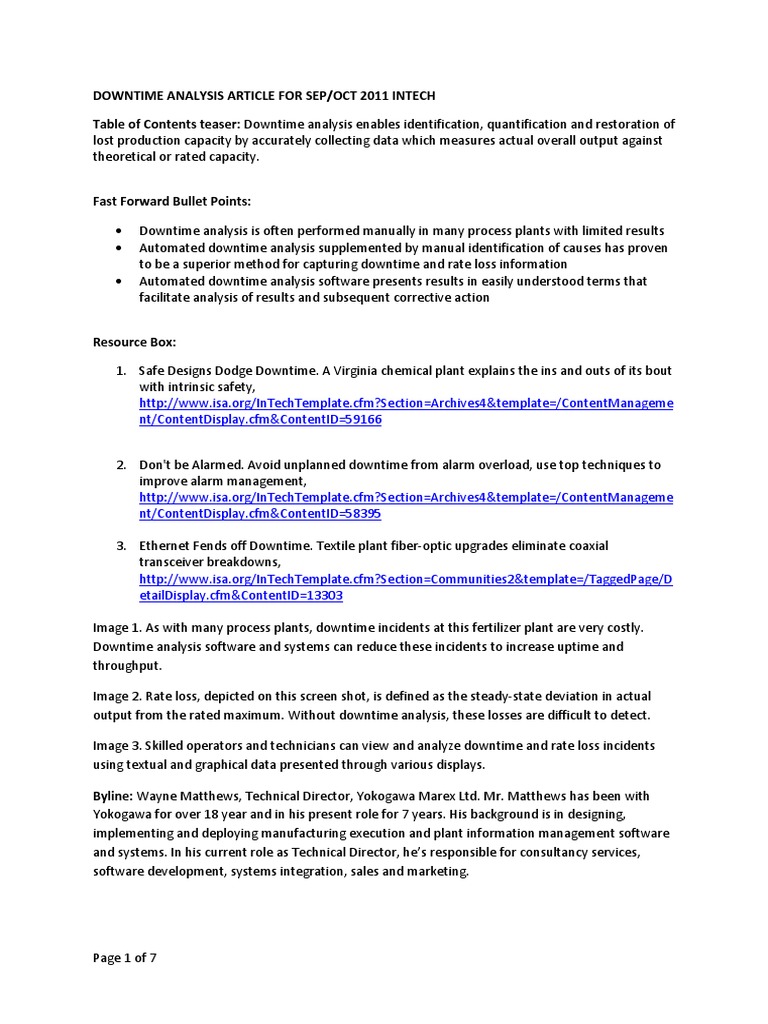 Downtime Analysis | PDF | Automation | Performance Indicator