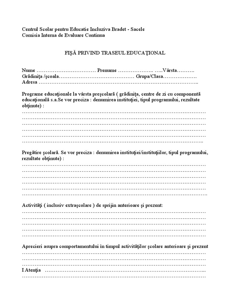 Fisa Traseu Educational | PDF