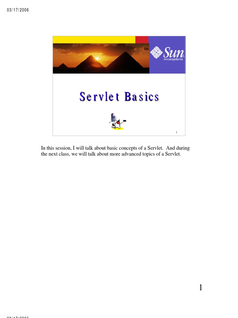 Servlet Basicsspeakernoted | PDF | Java Servlet | Java Server Pages