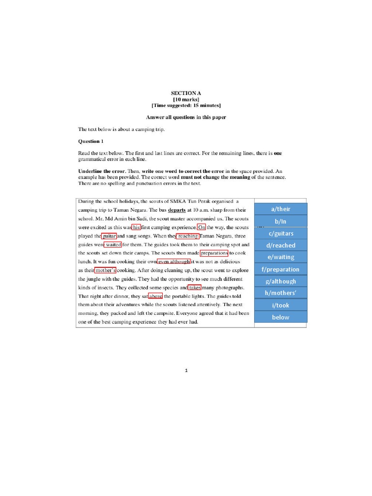 English Section A | PDF