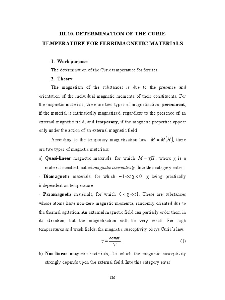 Curie Temperature Determination for Ferrites | PDF | Ferromagnetism ...