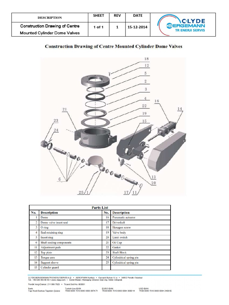 Construction Drawingof Centre Mounted Cylinder Dome Valves ...