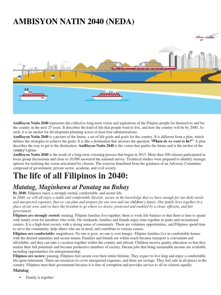 AmBisyon Natin 2040 envisions a prosperous Philippines by 2040 | PDF ...