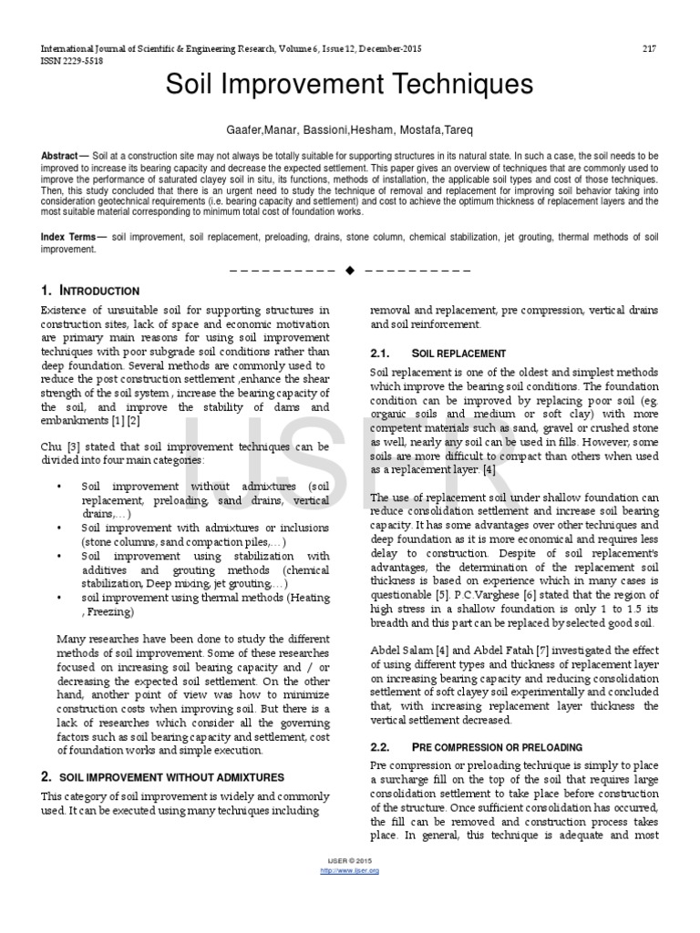 Soil Improvement Techniques | PDF | Drainage | Fly Ash