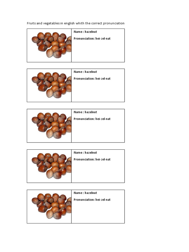 English Fruits and Vegetables Pronunciation | PDF