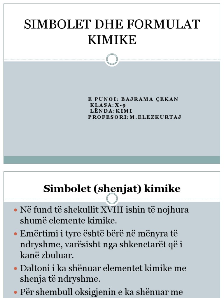 Simbolet Kimike Dhe Formulat