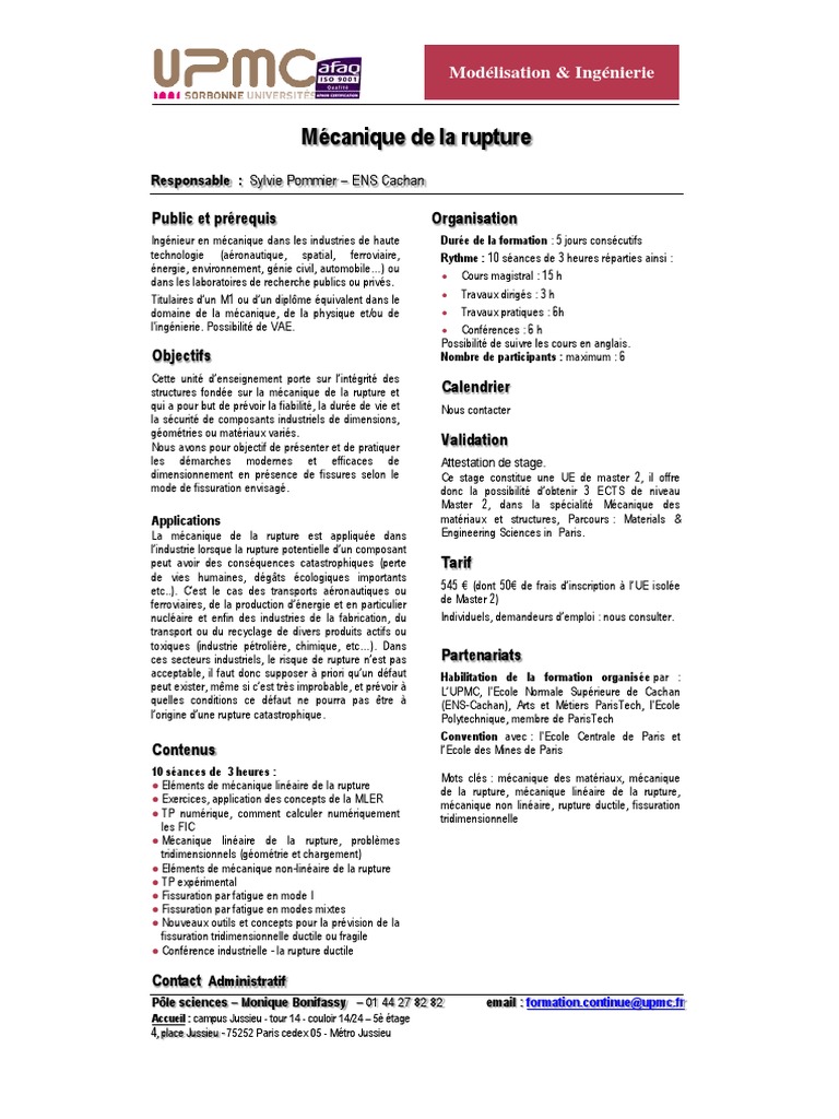 Mecanique de La Rupture PDF | PDF | Mécanique des fractures | Fatigue ...