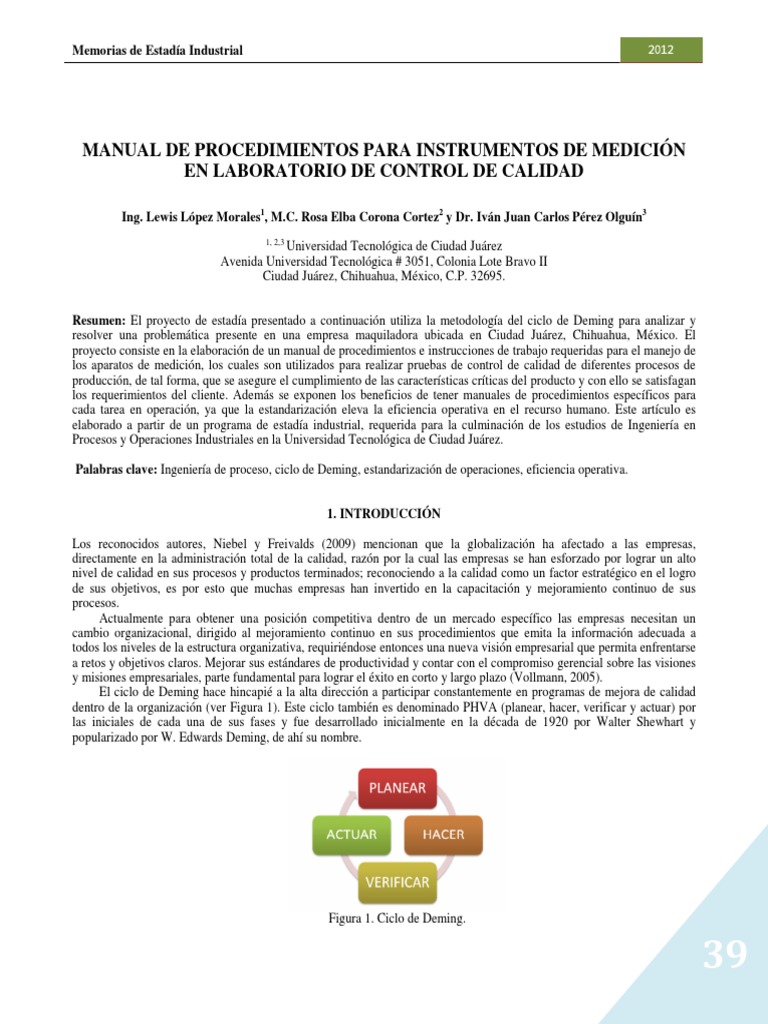 Manual de Procedimientos Laboratorio Control de Calidad | PDF | Calidad (comercial) | Laboratorios