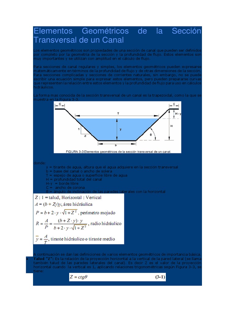 Elementos Geométricos de Canales Trapezoidales | PDF | Hidráulica ...