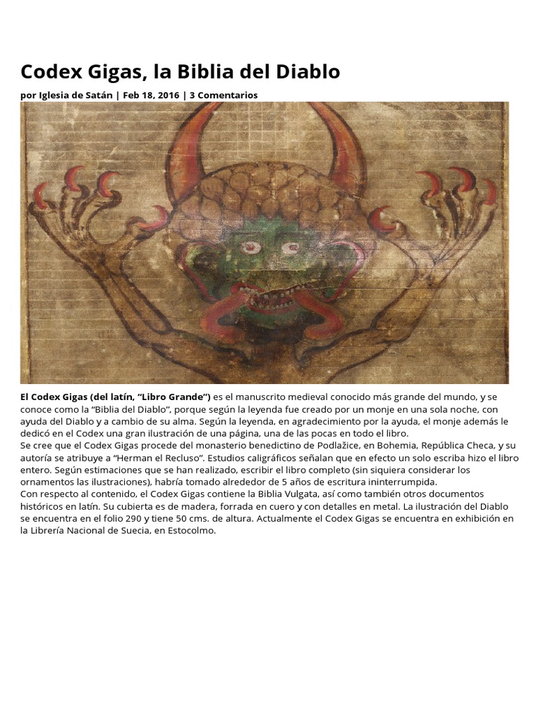 Codex Gigas, La Biblia Del Diablo | PDF | Biblia | Textos Religiosos