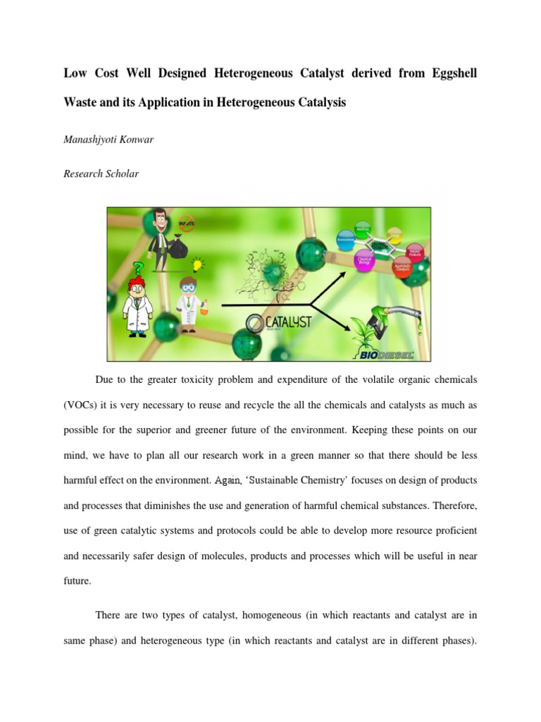 Low Cost Well Designed Heterogeneous Catalyst Derived From Eggshell ...