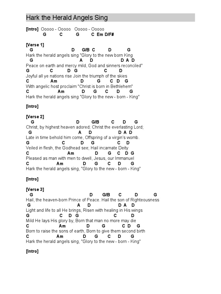 Hark The Herald Angels Sing CHORD | PDF
