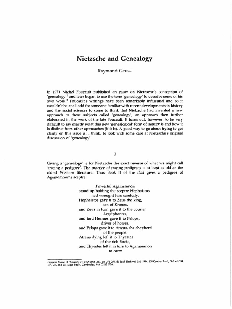 Nietzsche and Genealogy - Raymond Geuss | PDF