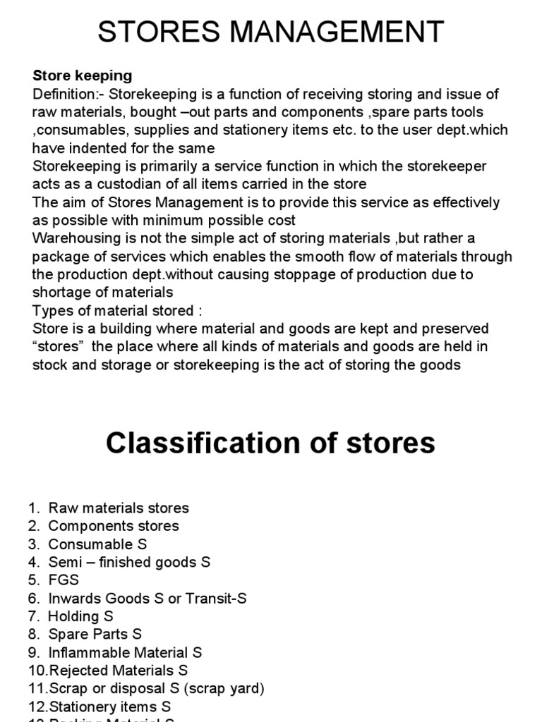 Stores Management