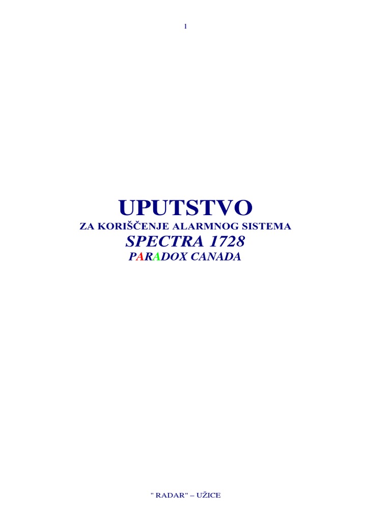 Uputstvo Spectra 1728 PDF | PDF
