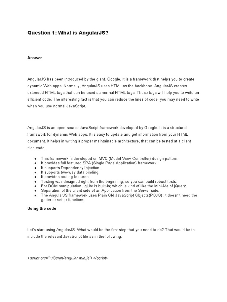 Top 50 Angularjs Interview Questions and Answers | PDF | Angular Js | Representational State ...