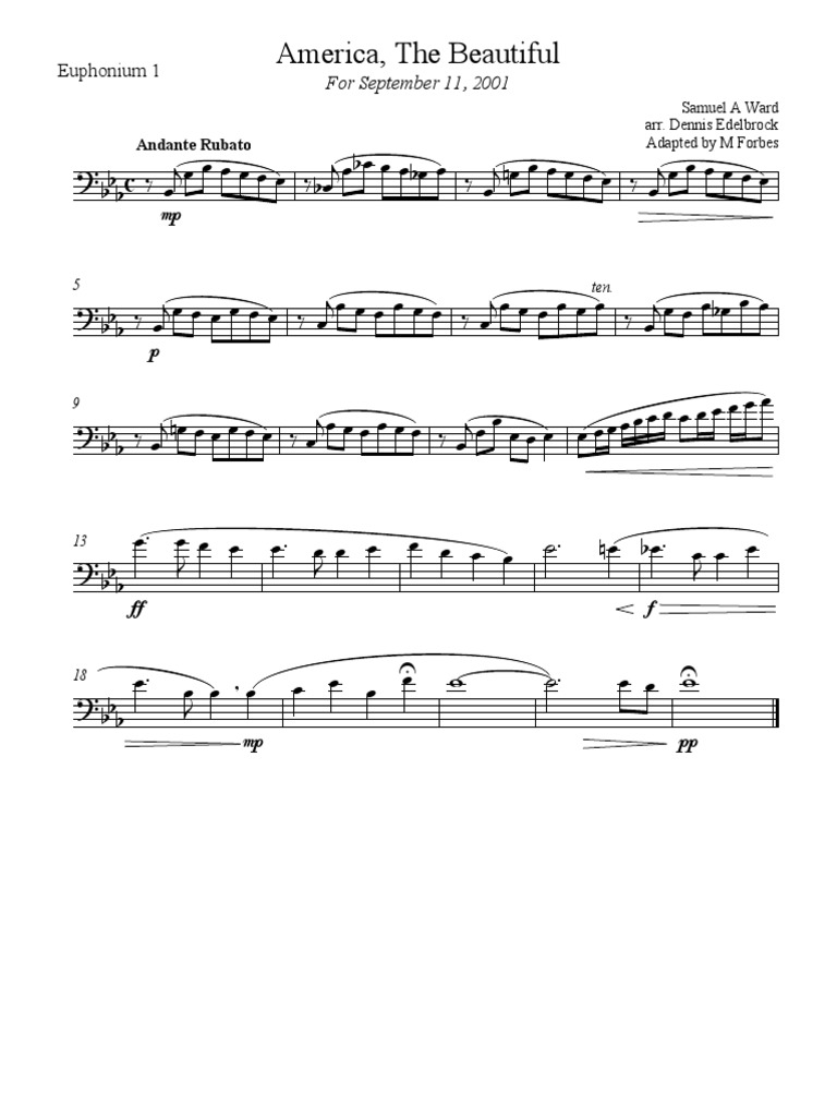 America The Beautiful Parts | PDF | Brass Instruments | Aerophones