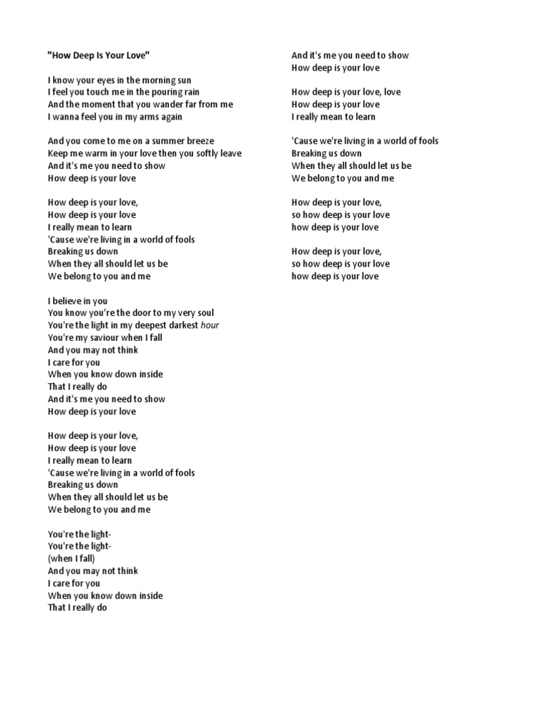 How Deep Is Your Love | PDF