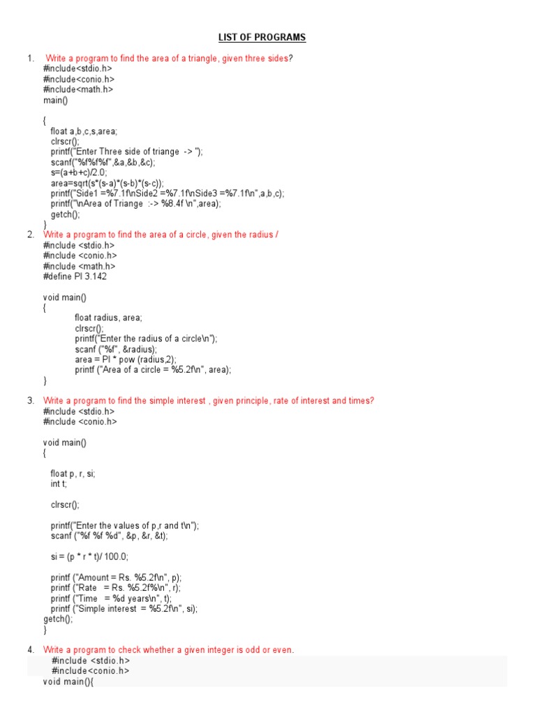 List Of Programs Pdf String Computer Science Matrix Mathematics
