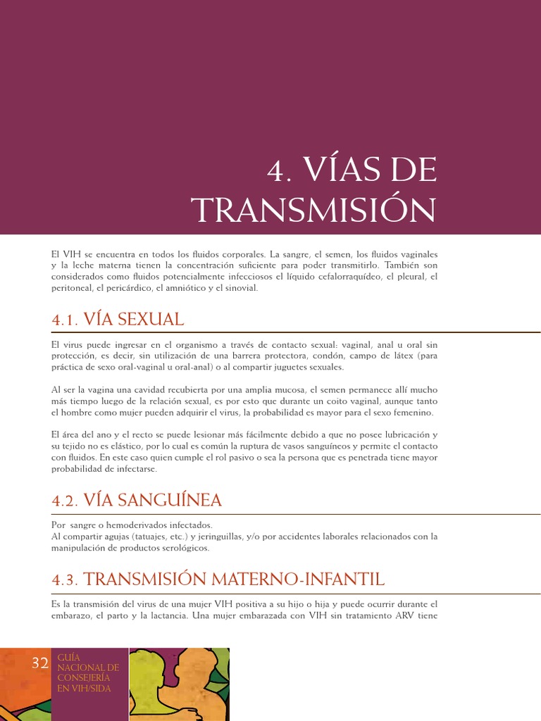 Vias Transmision VIH | PDF | VIH / SIDA | Relaciones sexuales