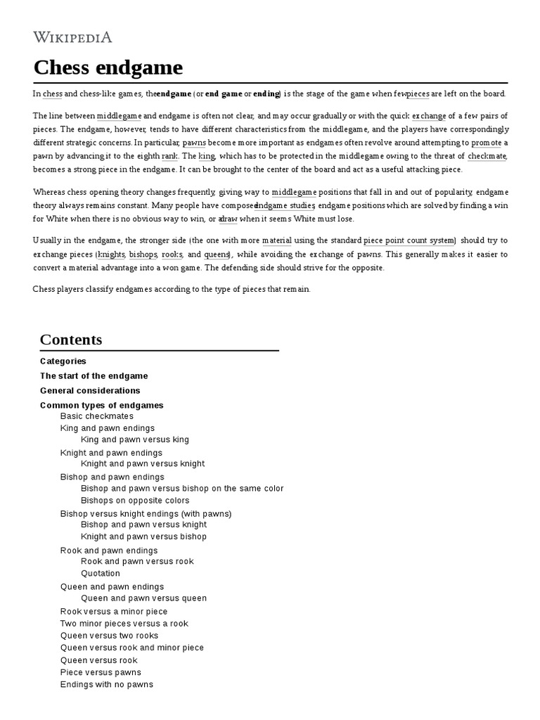 Chess Endgame | PDF | Chess | Traditional Board Games