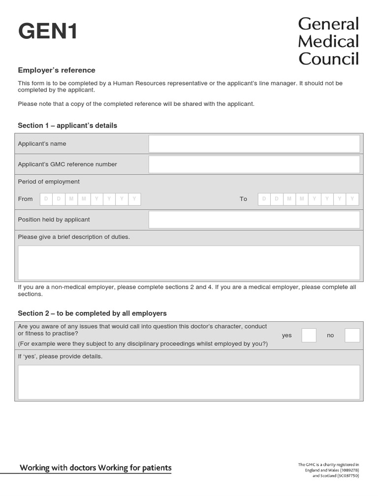 GMC Employer Reference Form GEN1 | PDF | Government | Government ...