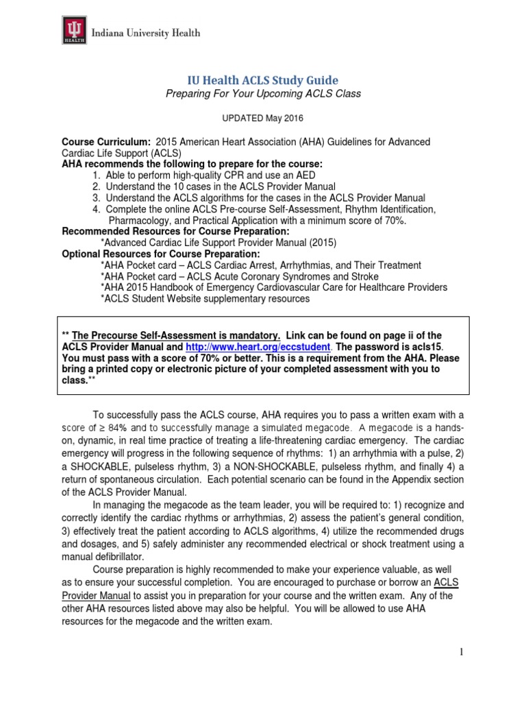 Acls Study Guide 2016 For Pulse 2016 | PDF | Cardiopulmonary ...