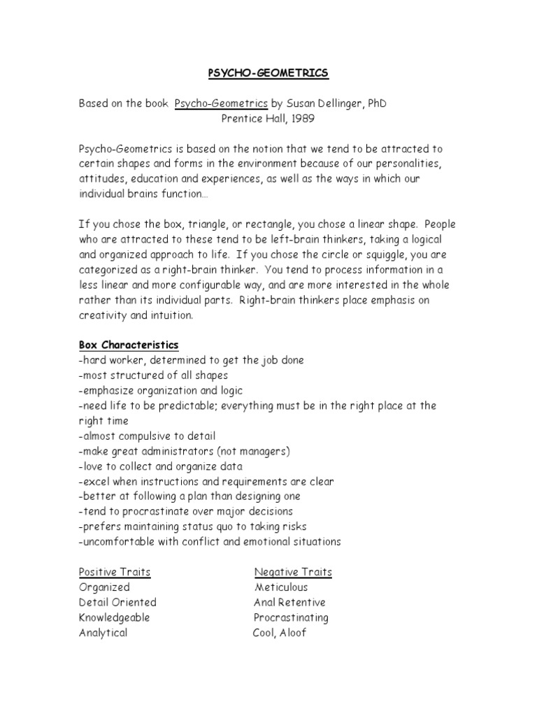 Psycho-Geometrics: Personality Shapes | PDF | Leadership | Clinical ...