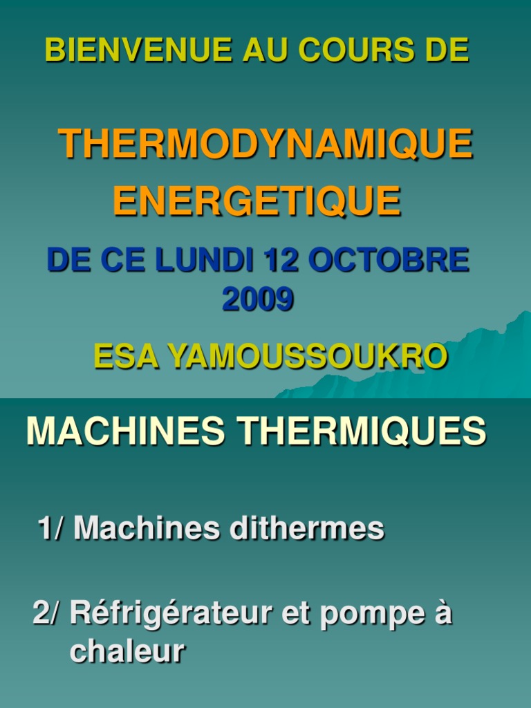 Machines Thermiques | PDF | Transfert thermique | Entropie