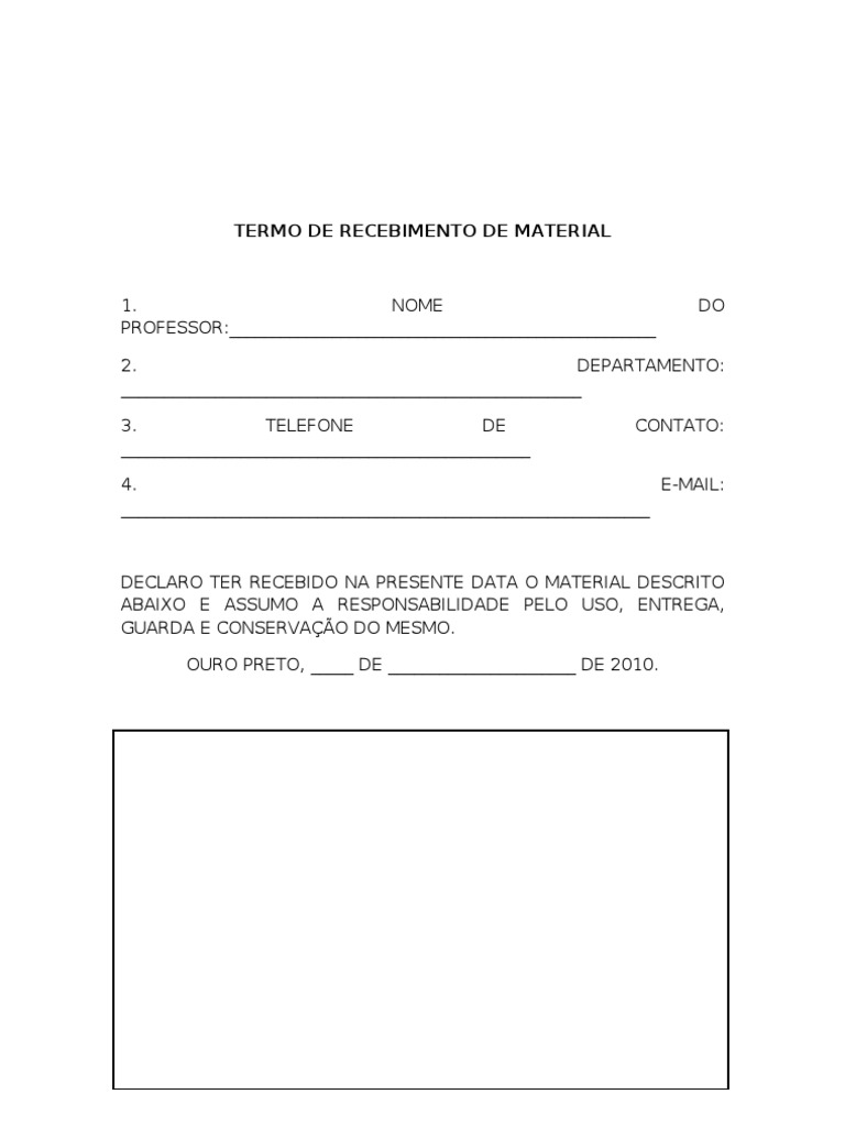 Termo de Recebimento de Material | PDF