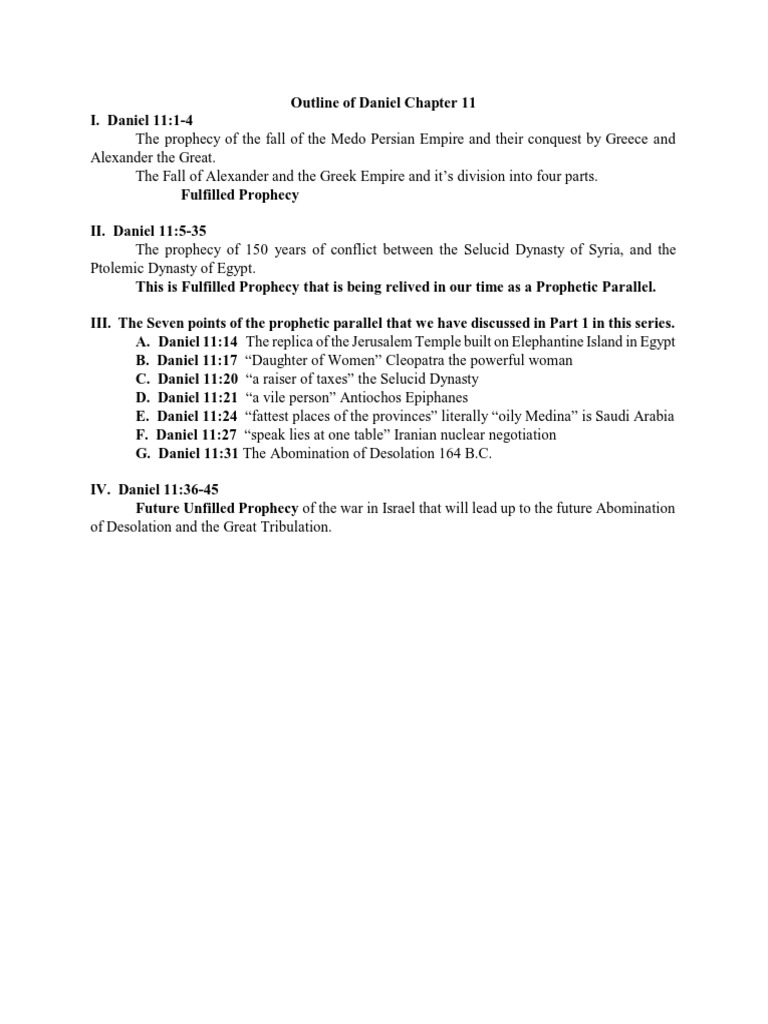 Outline of Daniel Chapter 11 | PDF | History