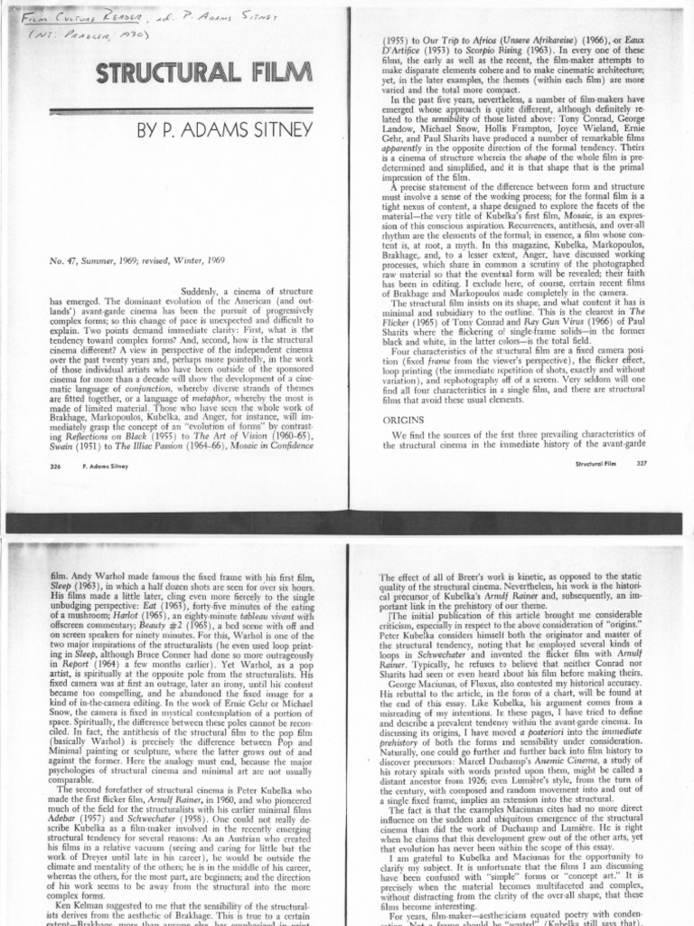 P. Adams Sitney "Structural Film" | PDF
