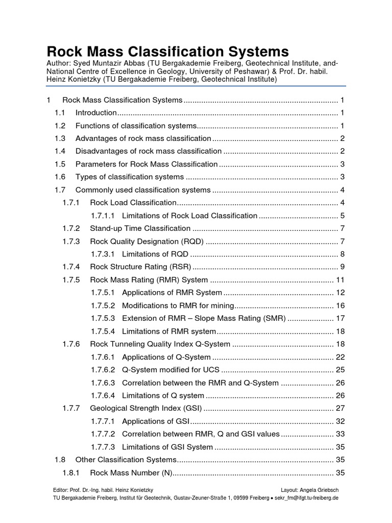 10 Rock Mass Classification Systems | PDF | Strength Of Materials ...