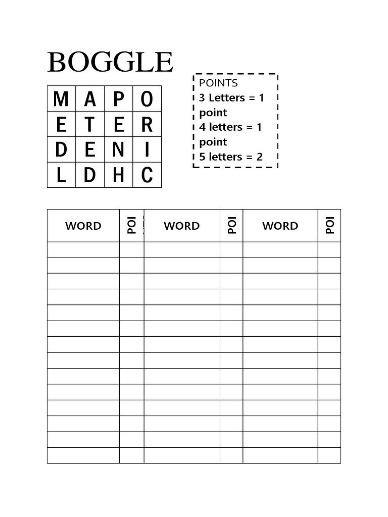 Boggle | PDF